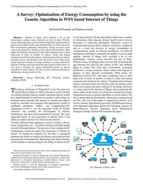 pdf a survey optimization of energy consumption by using the genetic algorithm in wsn based