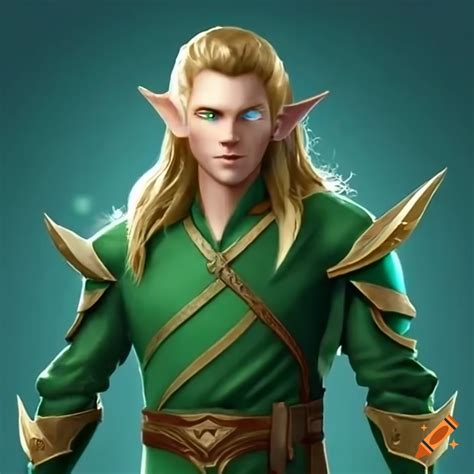 Handsome Male Elf With Blond Hair And Green Eyes On Craiyon