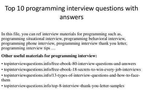 top 10 programming interview questions with answers