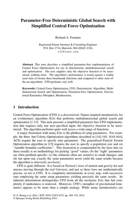 pdf parameter free deterministic global search with central force optimization