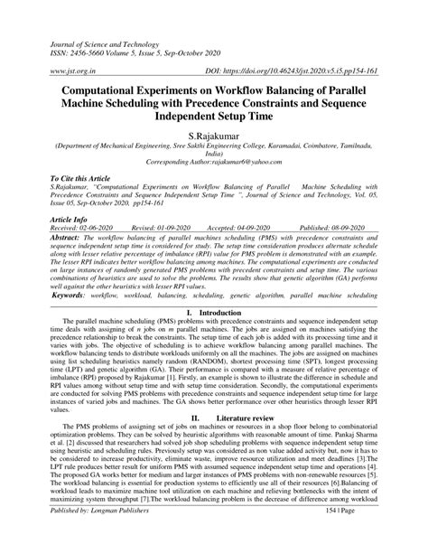 pdf computational experiments on workflow balancing of parallel machine scheduling with