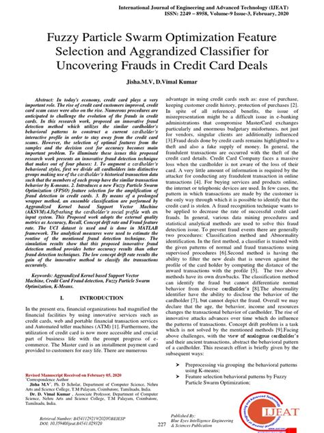 fuzzy particle swarm optimization feature selection and aggrandized classifier for uncovering