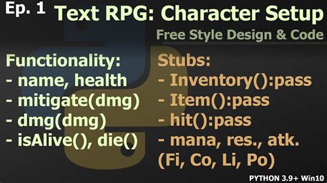 Python Text RPG Ep 1 Character Setup Freestyle YouTube