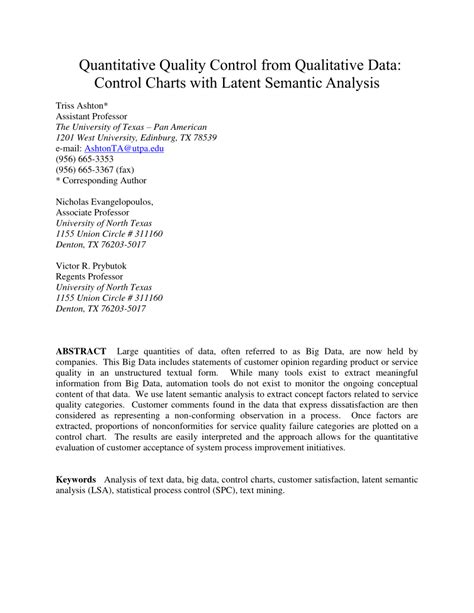 pdf quantitative quality control from qualitative data control charts with latent semantic