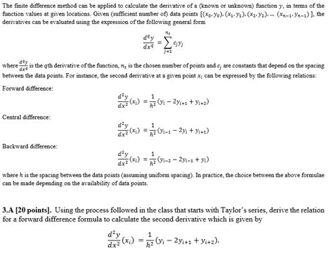 the finite difference method can be applied to calculate the derivative of a known or unknown