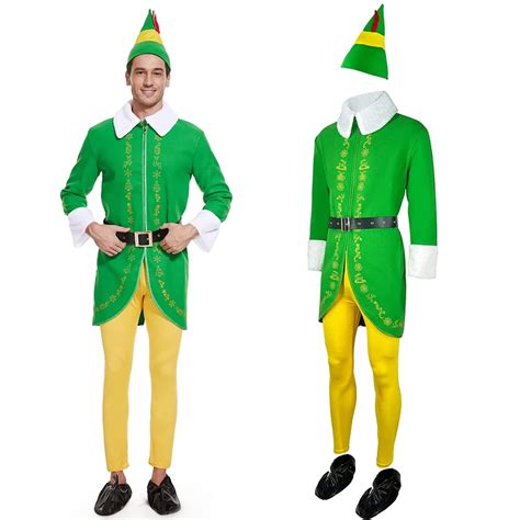 Adult Elf Costume Buddy The Elf Costume Full Set Party Cosplay For Christmas Halloween Holiday