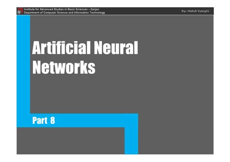 pdf artificial neural networks part 8 self organizing maps soms i