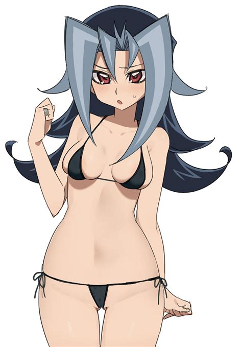 Rule 34 Blue Hair Blush Dntks Edit Female Kamishiro Rio Navel Red Eyes Rio Kamishiro Sweatdrop