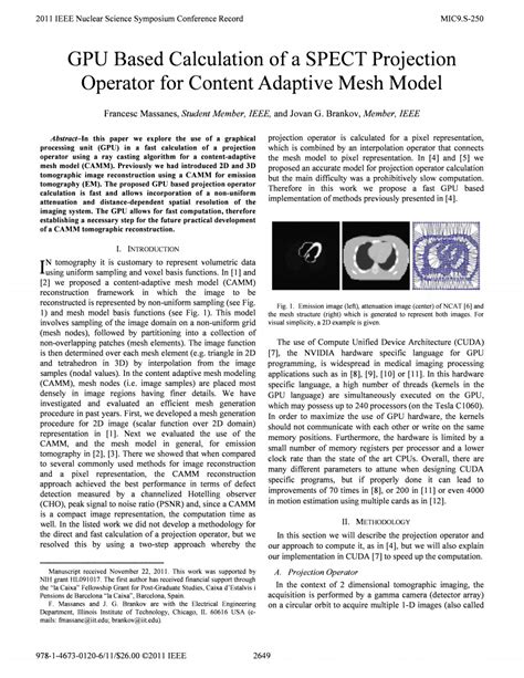 pdf gpu based calculation of a spect projection operator for content adaptive mesh model