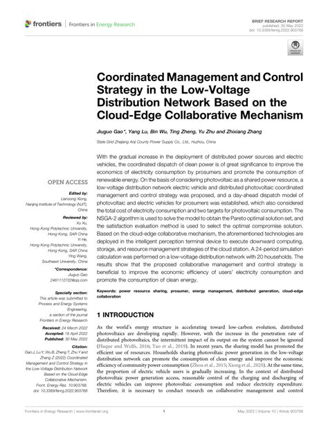 pdf coordinated management and control strategy in the low voltage distribution network based