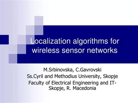 ppt localization algorithms for wireless sensor networks powerpoint presentation id 5271804