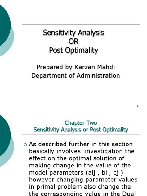 sensitivity analysis pdf sensitivity analysis mathematical optimization