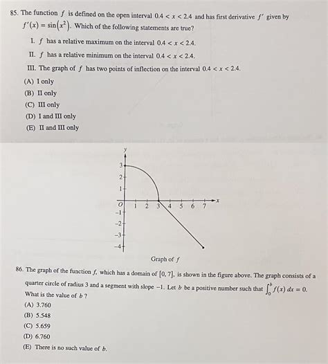 solved 85 the function f is defined on the open interval