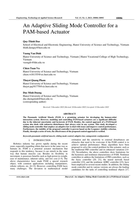 pdf an adaptive sliding mode controller for a pam based actuator