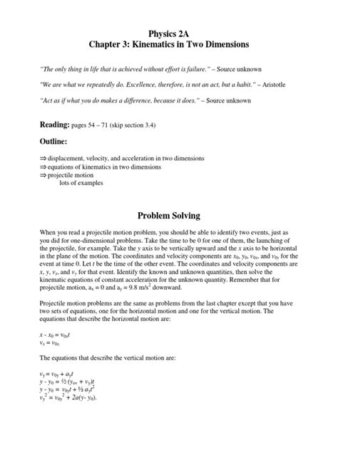 chapter 3 kinematics two dimensions pdf projectiles kinematics