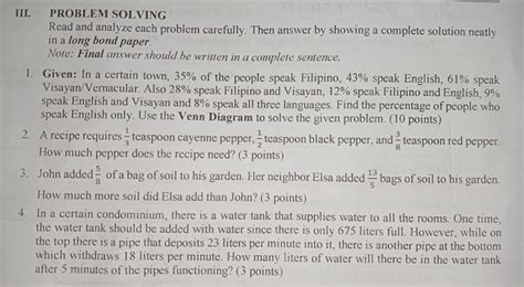 solved iii problem solving read and analyze each problem