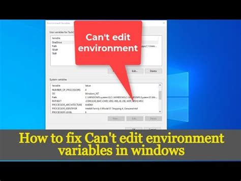 How To Fix Can T Edit Environment Variables In Windows YouTube