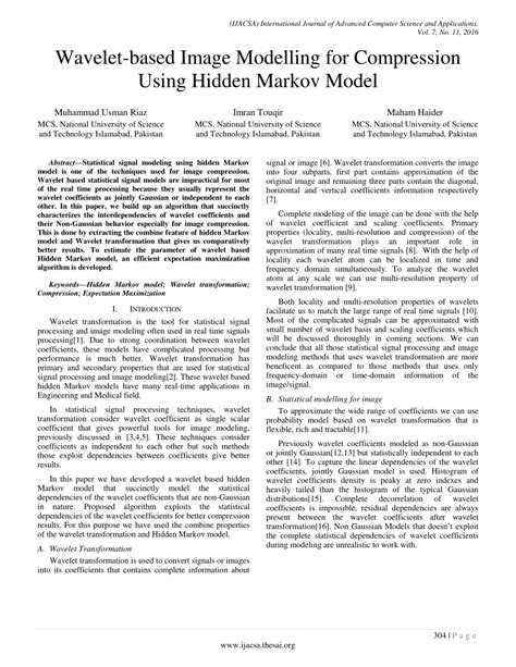 pdf wavelet based image modelling for compression using hidden markov model