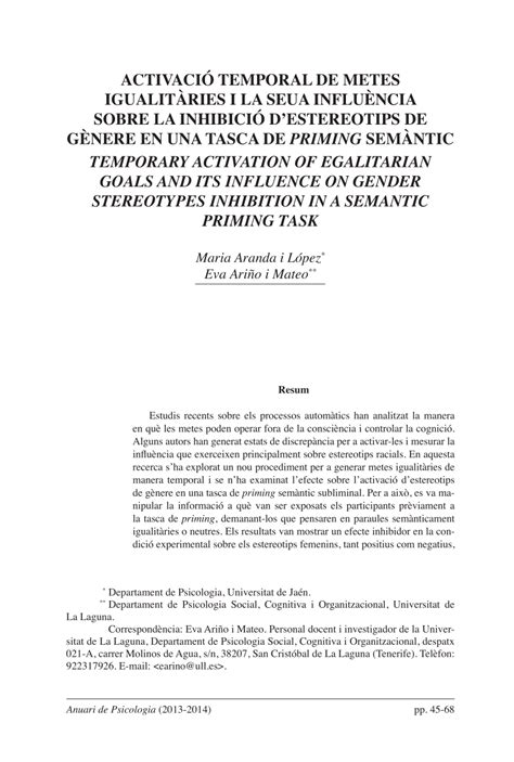 pdf temporary activation of egalitarian goals and its influence on gender stereotypes