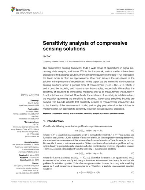pdf sensitivity analysis of compressive sensing solutions
