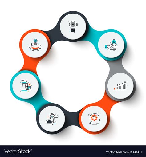 Abstract Elements Of Cycle Diagram With 7 Steps Vector Image