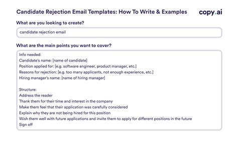 candidate rejection email templates how to write and examples