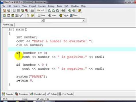 C Program For Positive Or Negative Number Using If Statements YouTube