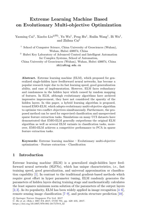 pdf extreme learning machine based on evolutionary multi objective optimization