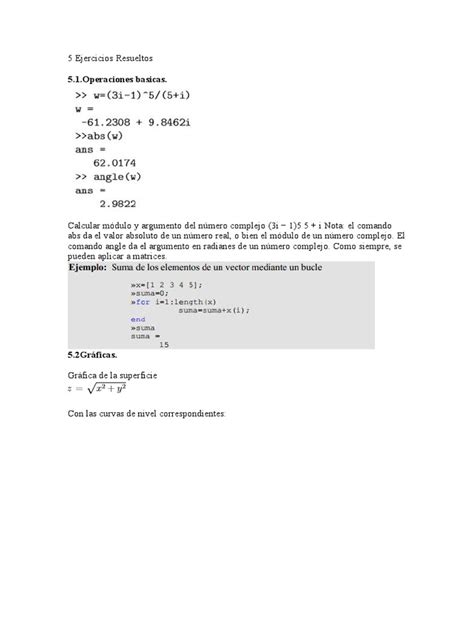 5 ejercicios resueltos en matlab pdf matriz matemáticas variable matemáticas