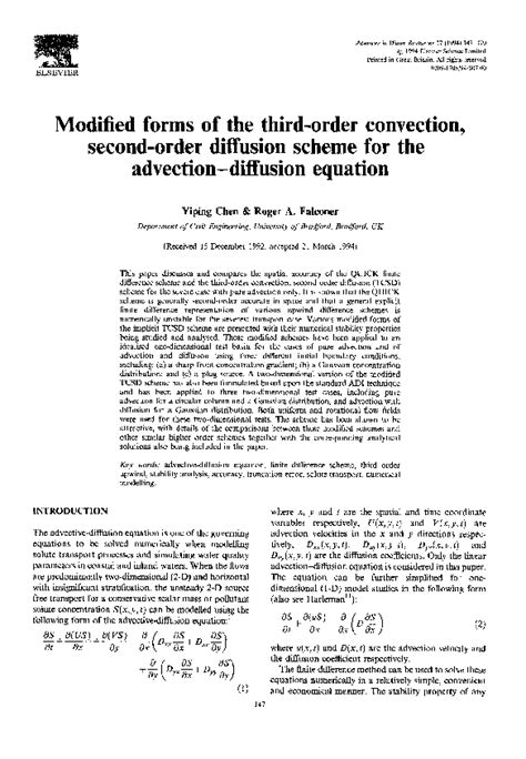 pdf modified forms of the third order convection second order diffusion scheme for the