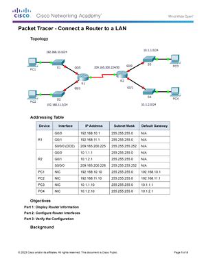 Packet Tracer Configure Initial Router Settings Topology