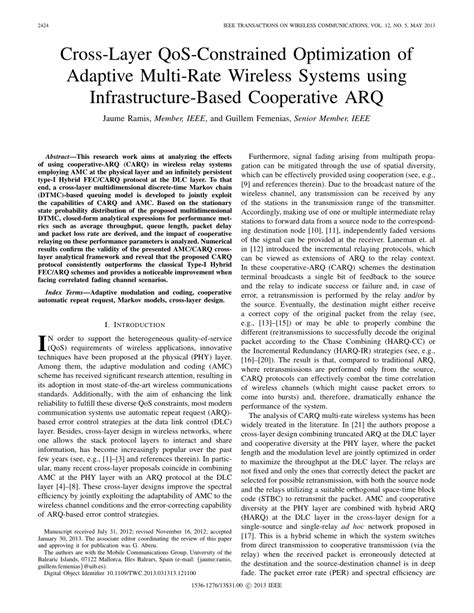 pdf cross layer qos constrained optimization of adaptive multi rate wireless systems using