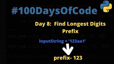 day 8 find the longest digits of prefix from a string youtube