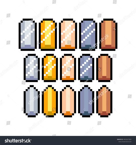 Set 8bit Pixel Graphics Icons Isolated Stock Vector Royalty Free