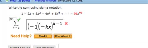 solved write the sum using sigma notation 1 2x 3x 2