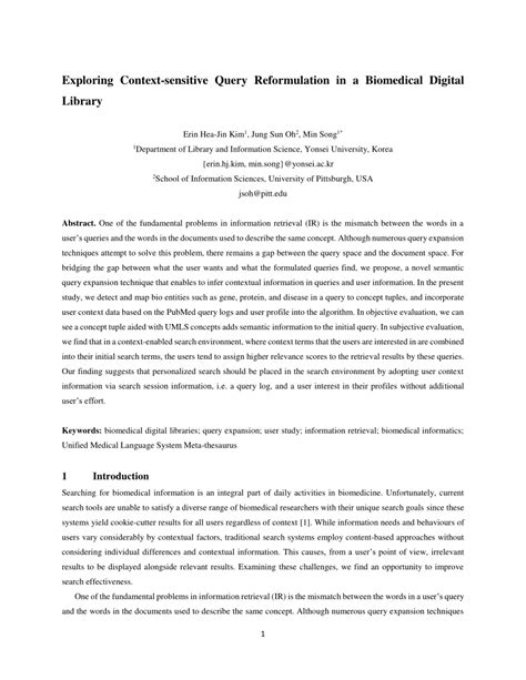 pdf exploring context sensitive query reformulation in a biomedical digital library
