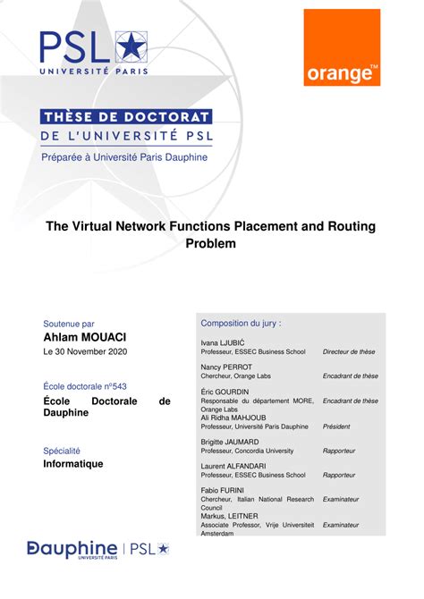 pdf the virtual network functions placement and routing problem