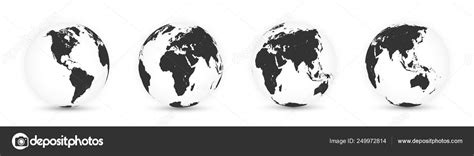 Earth Globe World Map Set Planet With Continents Vector Illustration