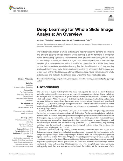 pdf deep learning for whole slide image analysis an overview