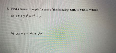 solved 3 find a counterexample for each of the following