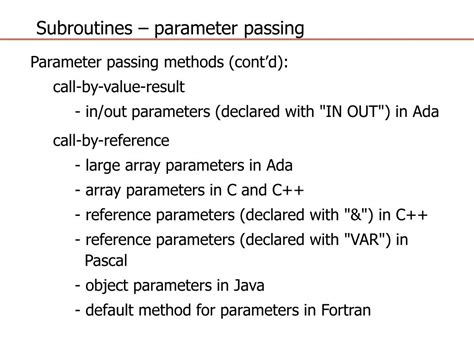 ppt subroutines parameter passing powerpoint presentation free download id 6298896