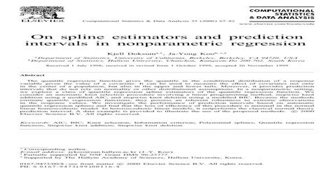 on spline estimators and prediction intervals in nonparametric regression [pdf document]