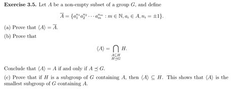 exercise 3 5 let a be a non empty subset of a group