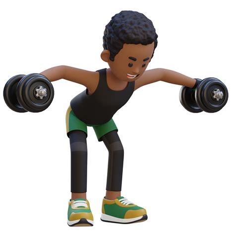 3d Sportsman Character Performing Dumbbell Bent Over Reverse Fly 26470214 Png