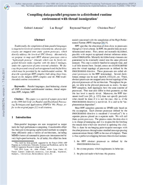 pdf compiling data parallel programs to a distributed runtime environment with thread