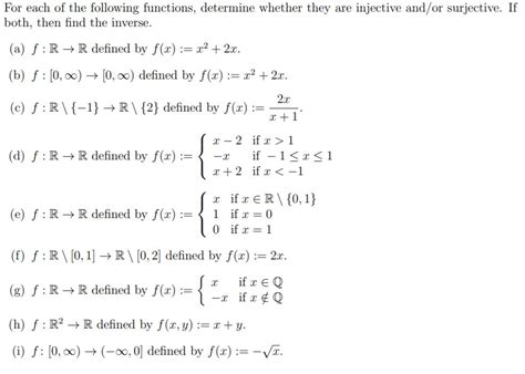 solved for each of the following functions determine