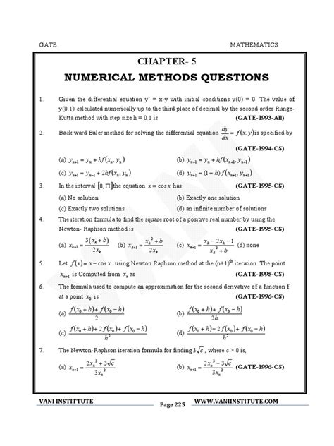 5 chapter 5 numerical methods questions pdf numerical analysis equations