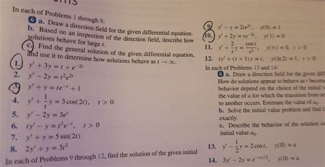 solved in each of problems 1 through 8 ga draw a direction