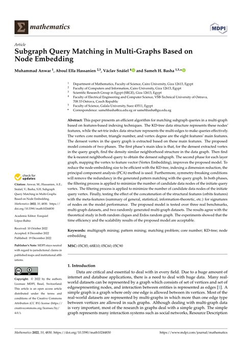 pdf subgraph query matching in multi graphs based on node embedding