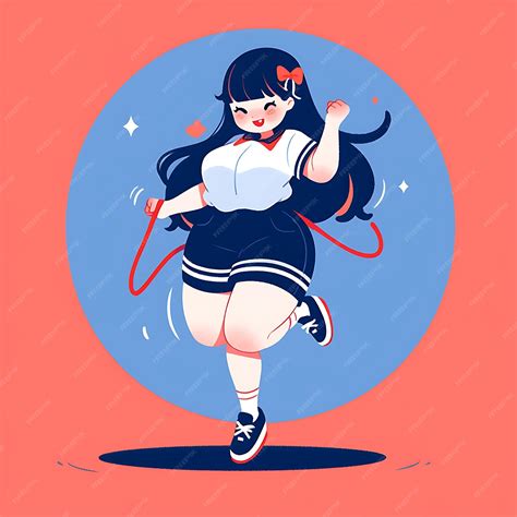 Premium Photo Sticker Anime Girl Cute Chubby Cartoon With Bold Vector Bold Line Design With